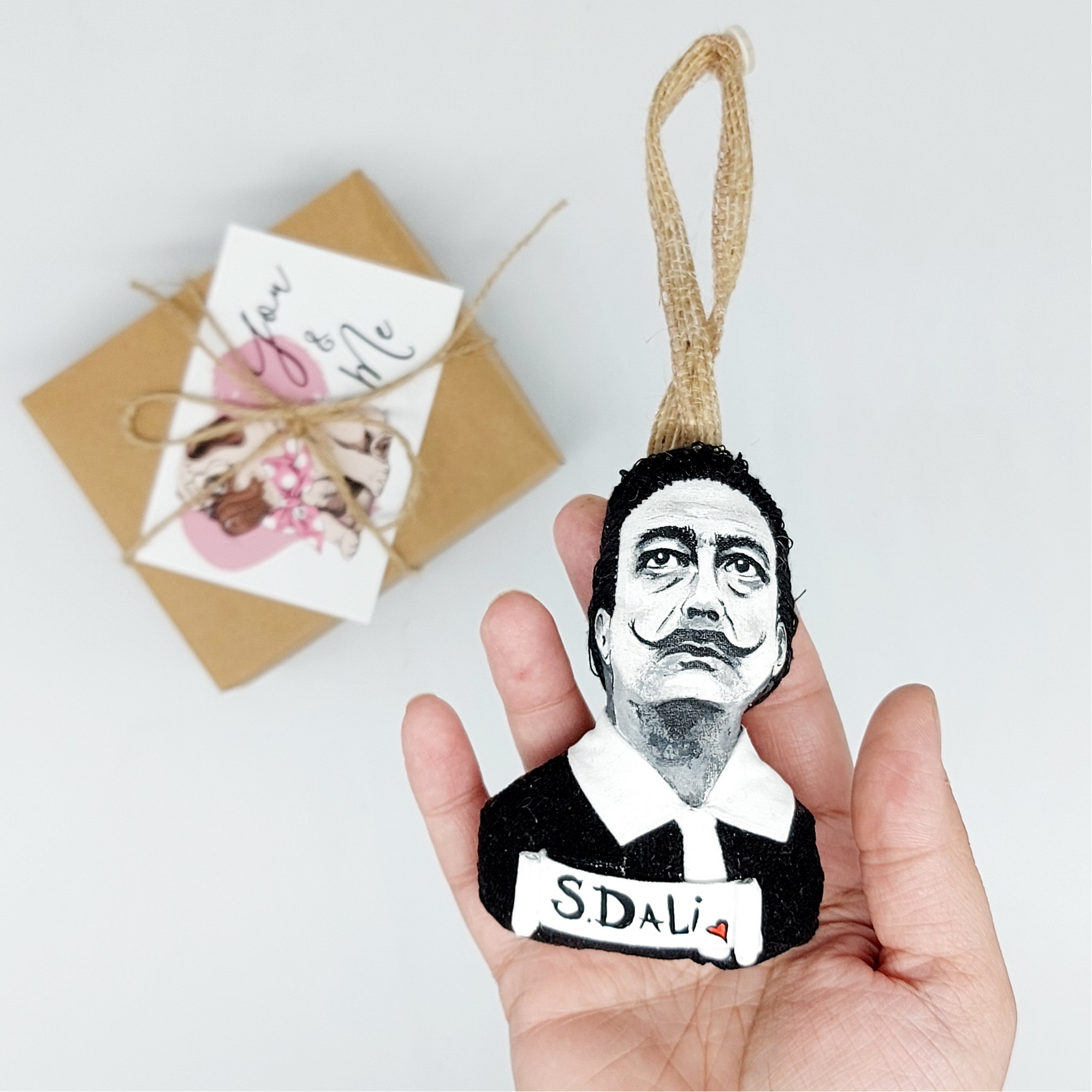 Salvador Dali Christmas tree toy ornament hand painted - Art teacher gift!