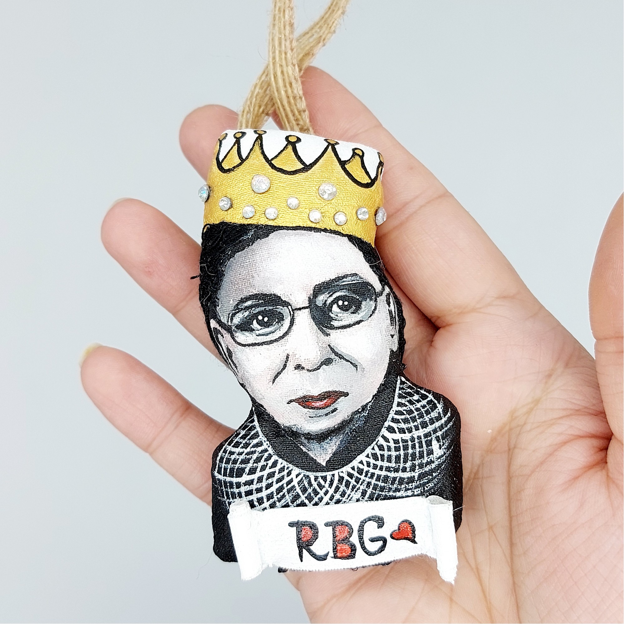 RBG ornament, Ruth Bader Ginsburg handmade Christmas ornament
