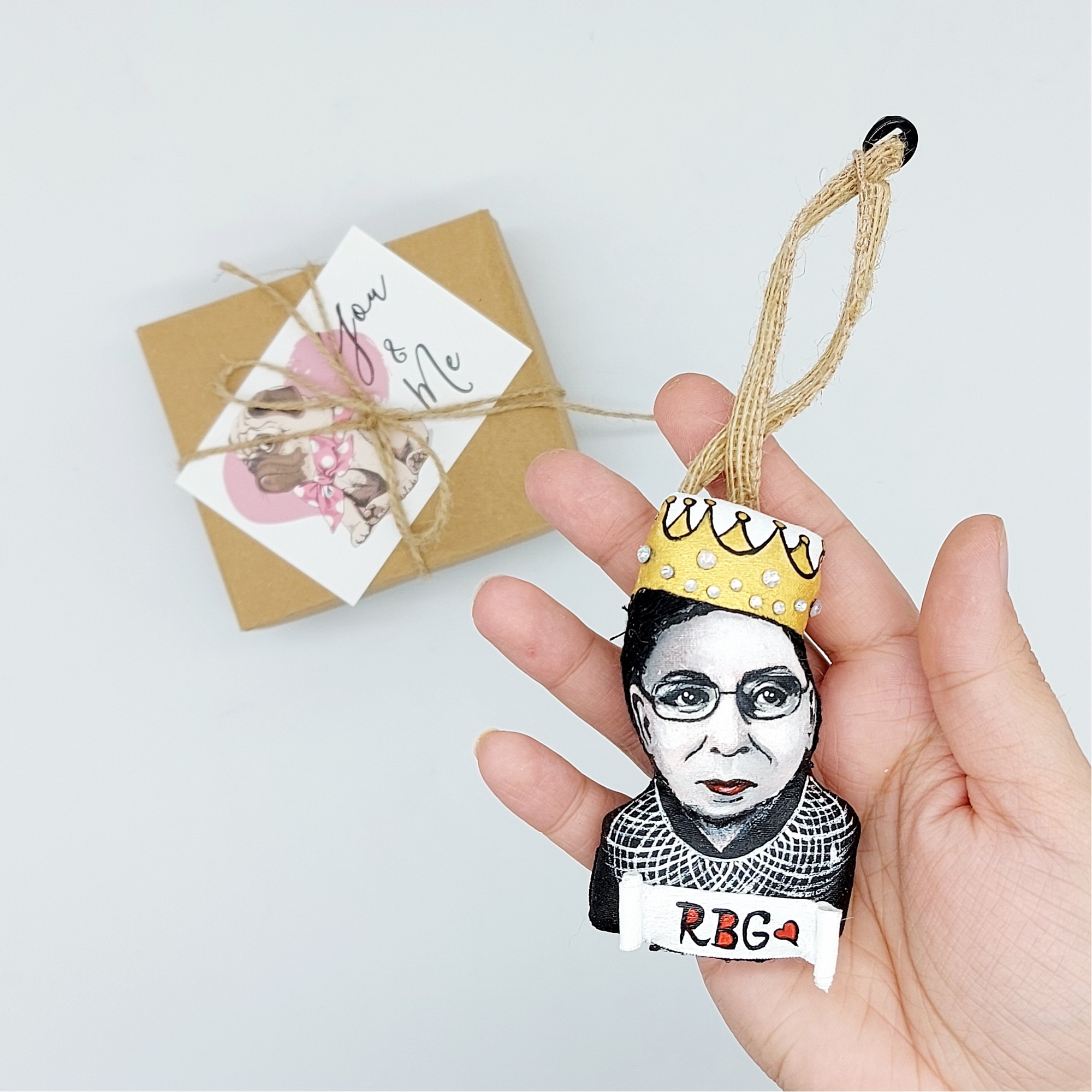 RBG ornament, Ruth Bader Ginsburg handmade Christmas ornament